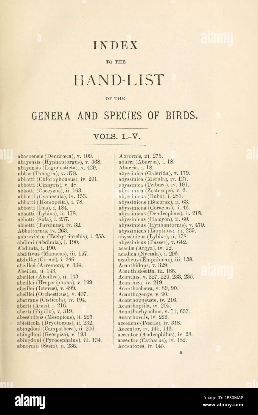 General index to A hand-list of the genera and species of birds (Page 1 ...