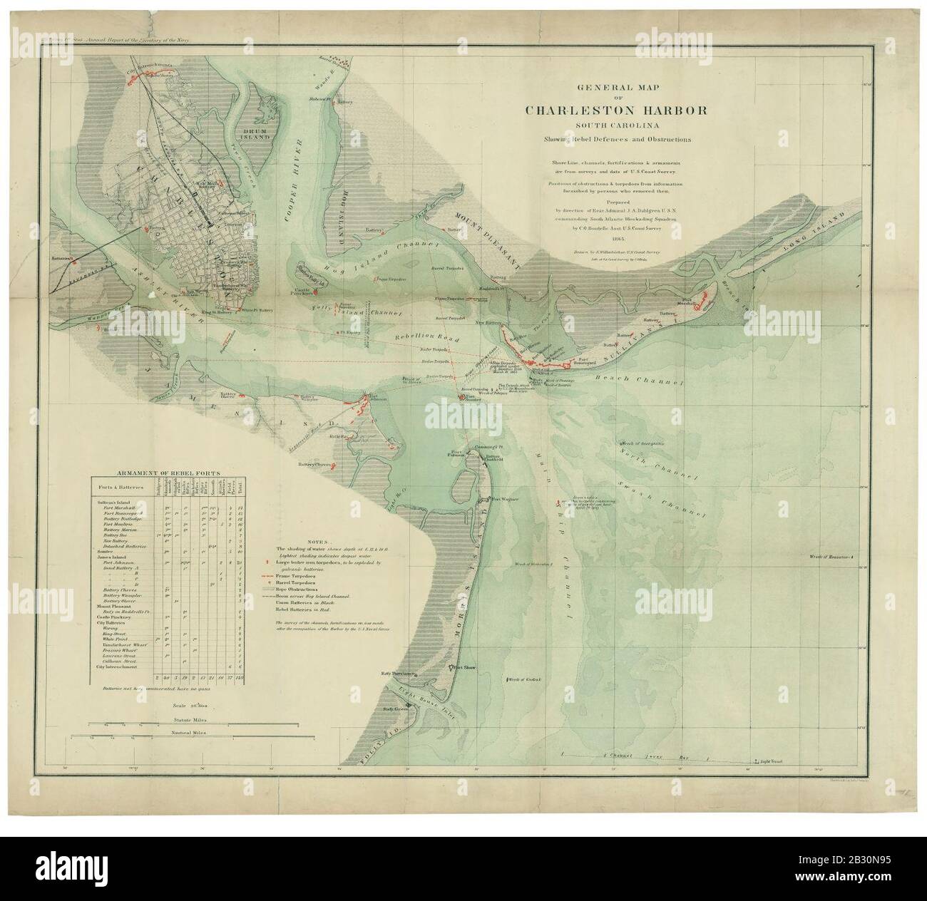 General map of Charleston Harbor, South Carolina - showing rebel ...