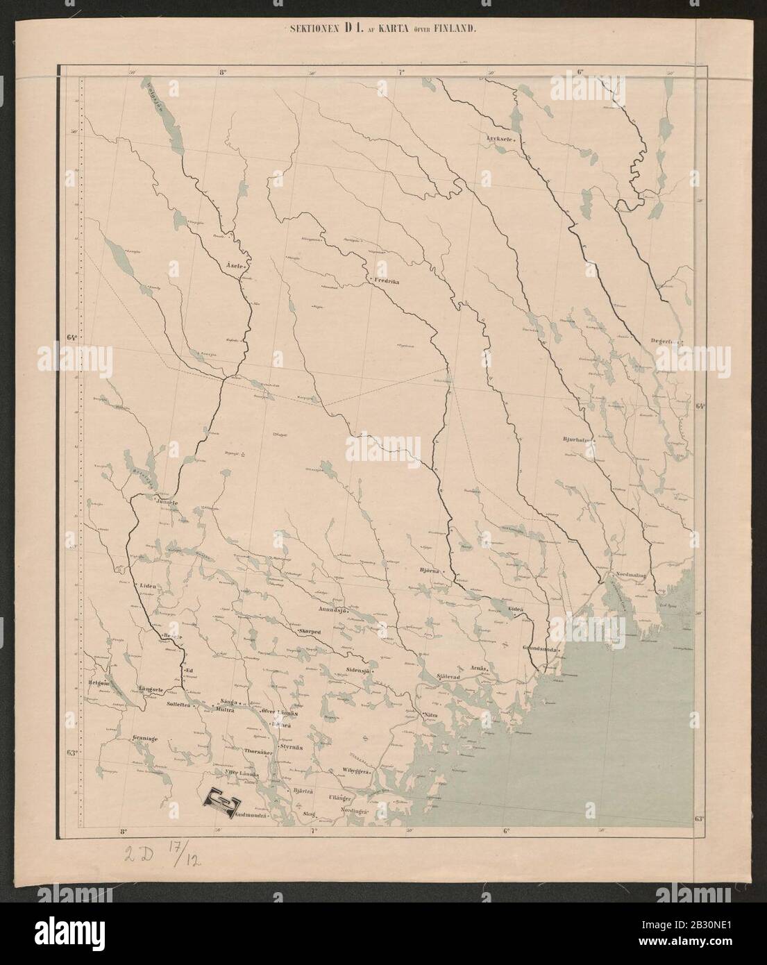 General map of the Grand Duchy of Finland 1863 Sheet D1 Stock Photo - Alamy