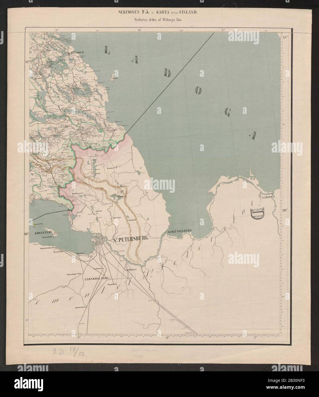 General map of the Grand Duchy of Finland 1863 Sheet F5 Stock Photo - Alamy