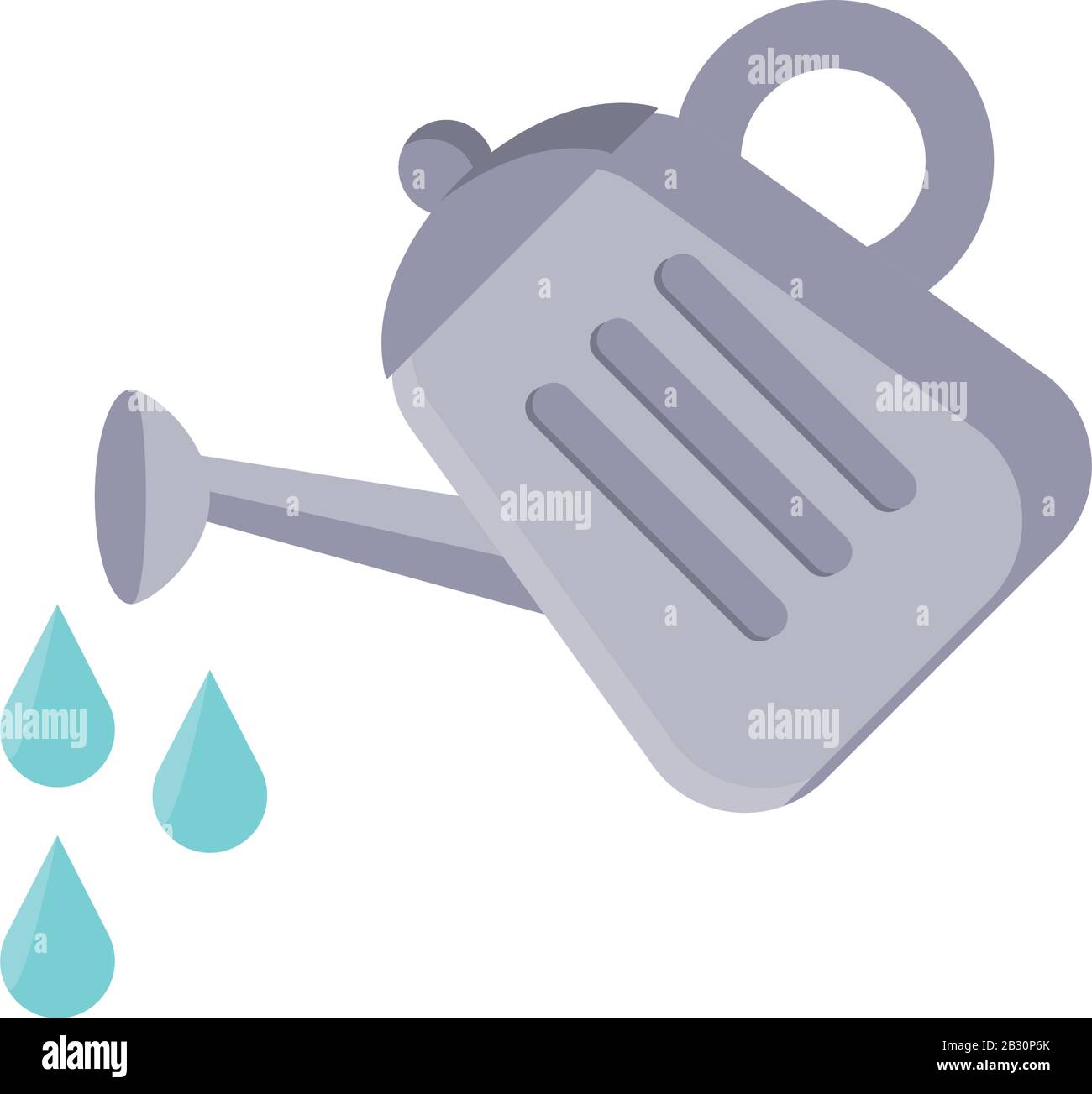 water can and drops icon over white background, flat detail style ...