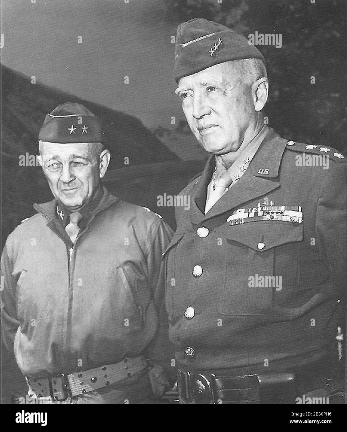 General Patton and his chief of staff, Hugh J. Gaffey Stock Photo - Alamy