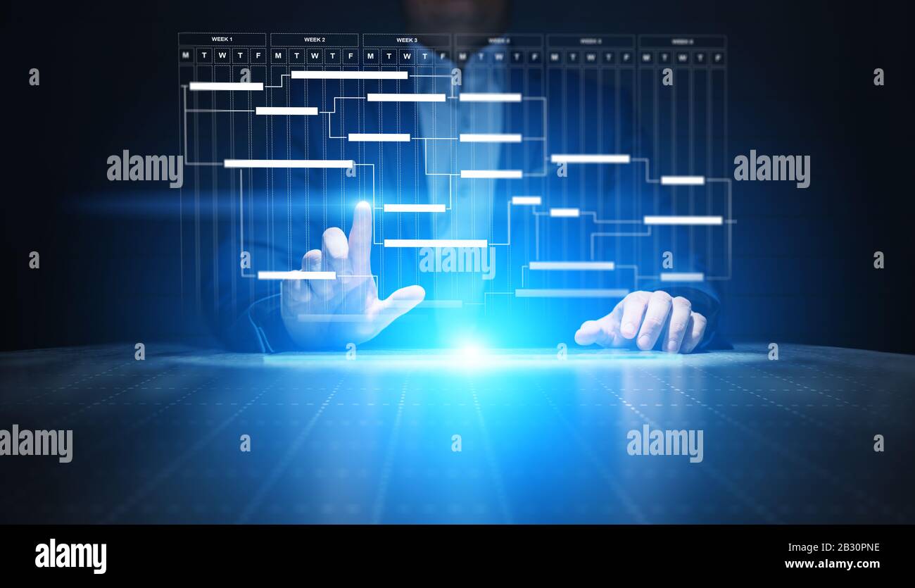 Project management diagram, time management, business and technology ...