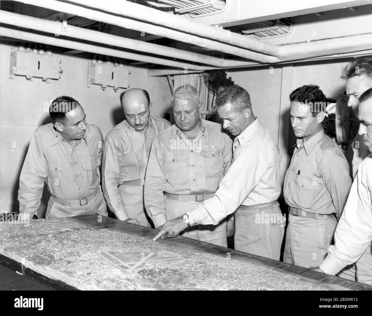 General Roy S. Geiger and his staff on Okinawa Stock Photo - Alamy