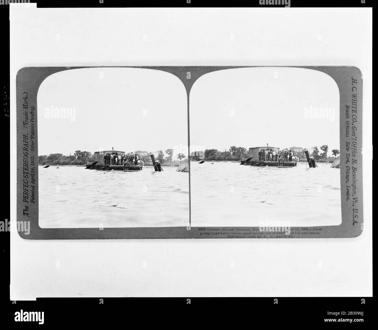 General Slocum Disaster, New York Harbor, June 15, 1904. Diver going ...
