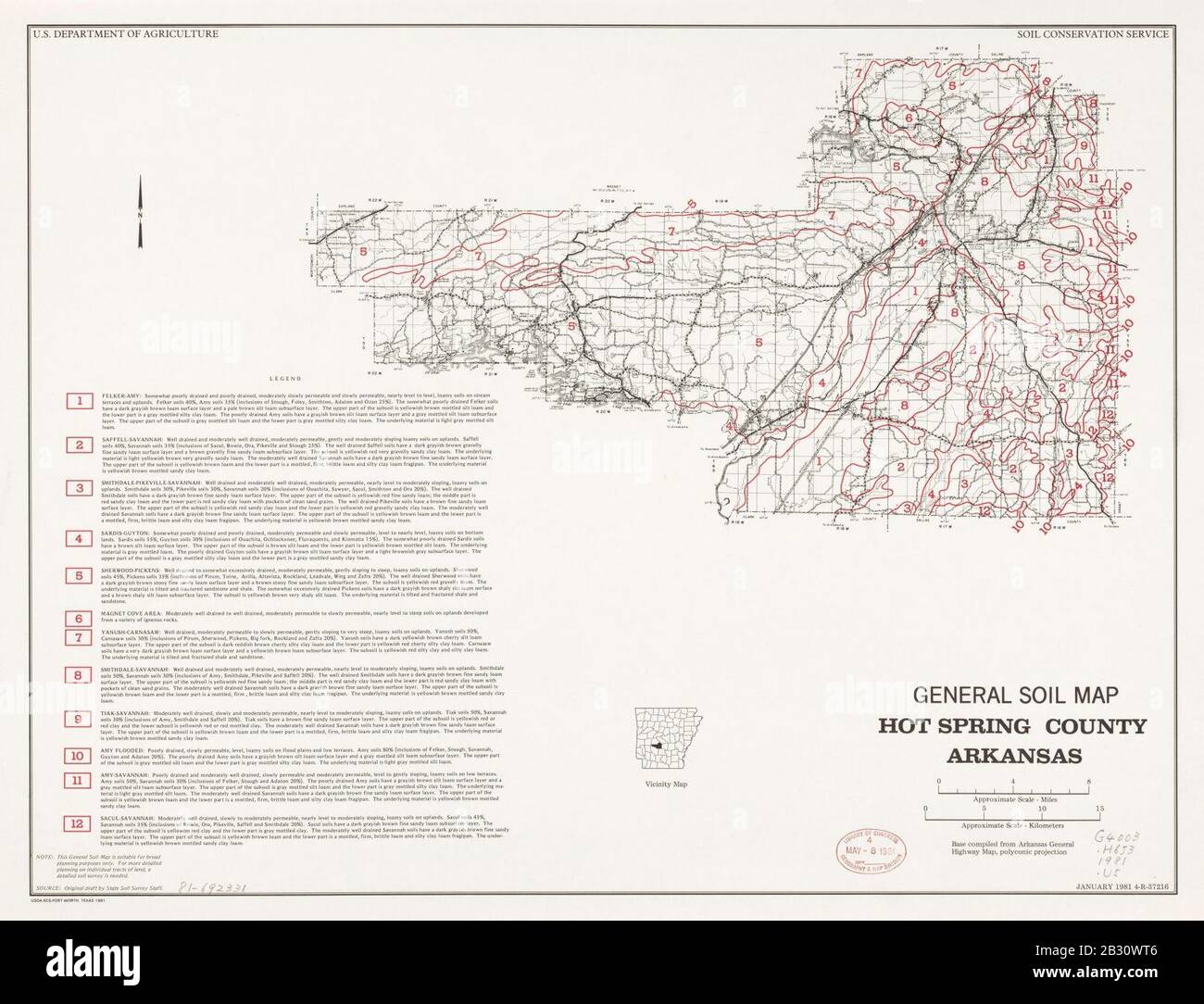 General soil map, Hot Spring County, Arkansas Stock Photo - Alamy