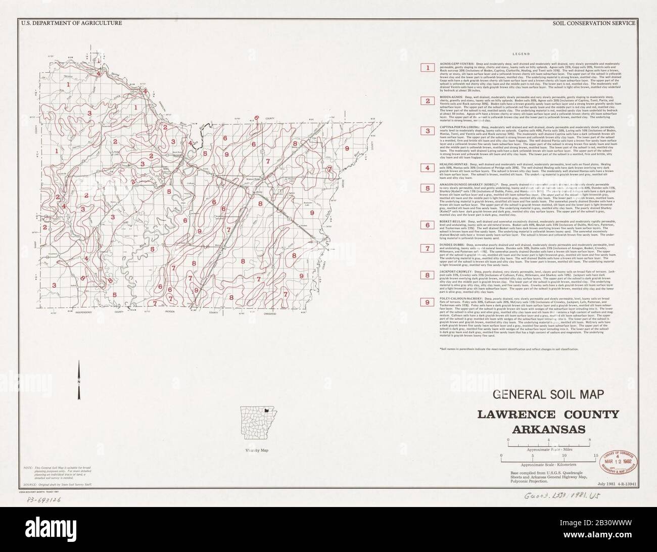 General soil map, Lawrence County, Arkansas Stock Photo - Alamy