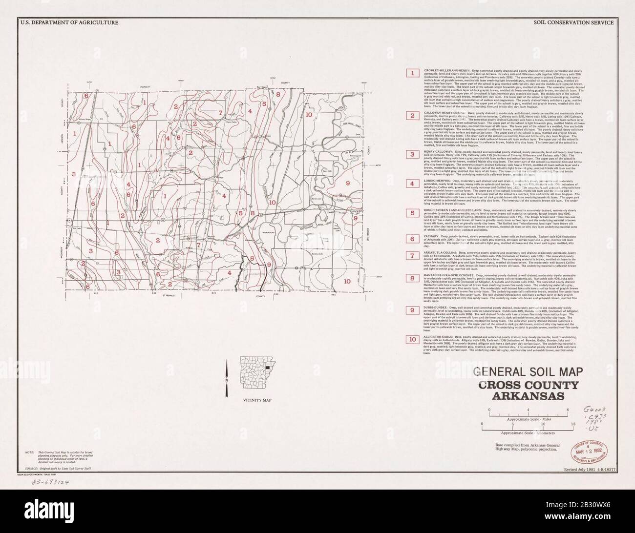 General soil map, Cross County, Arkansas Stock Photo - Alamy