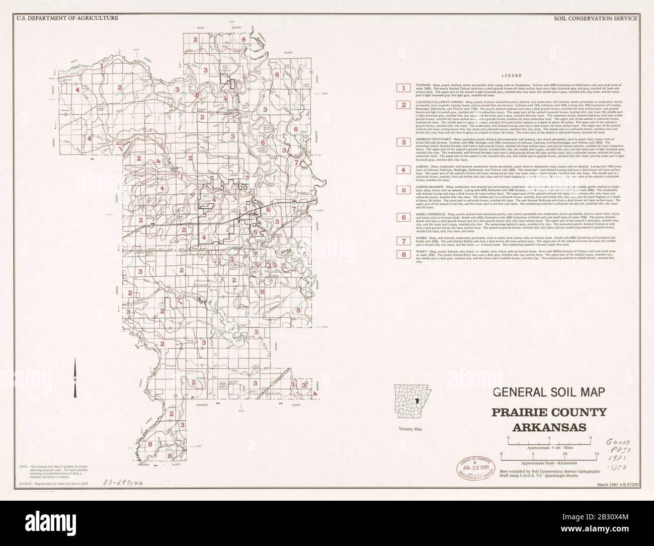 General soil map, Prairie County, Arkansas Stock Photo - Alamy