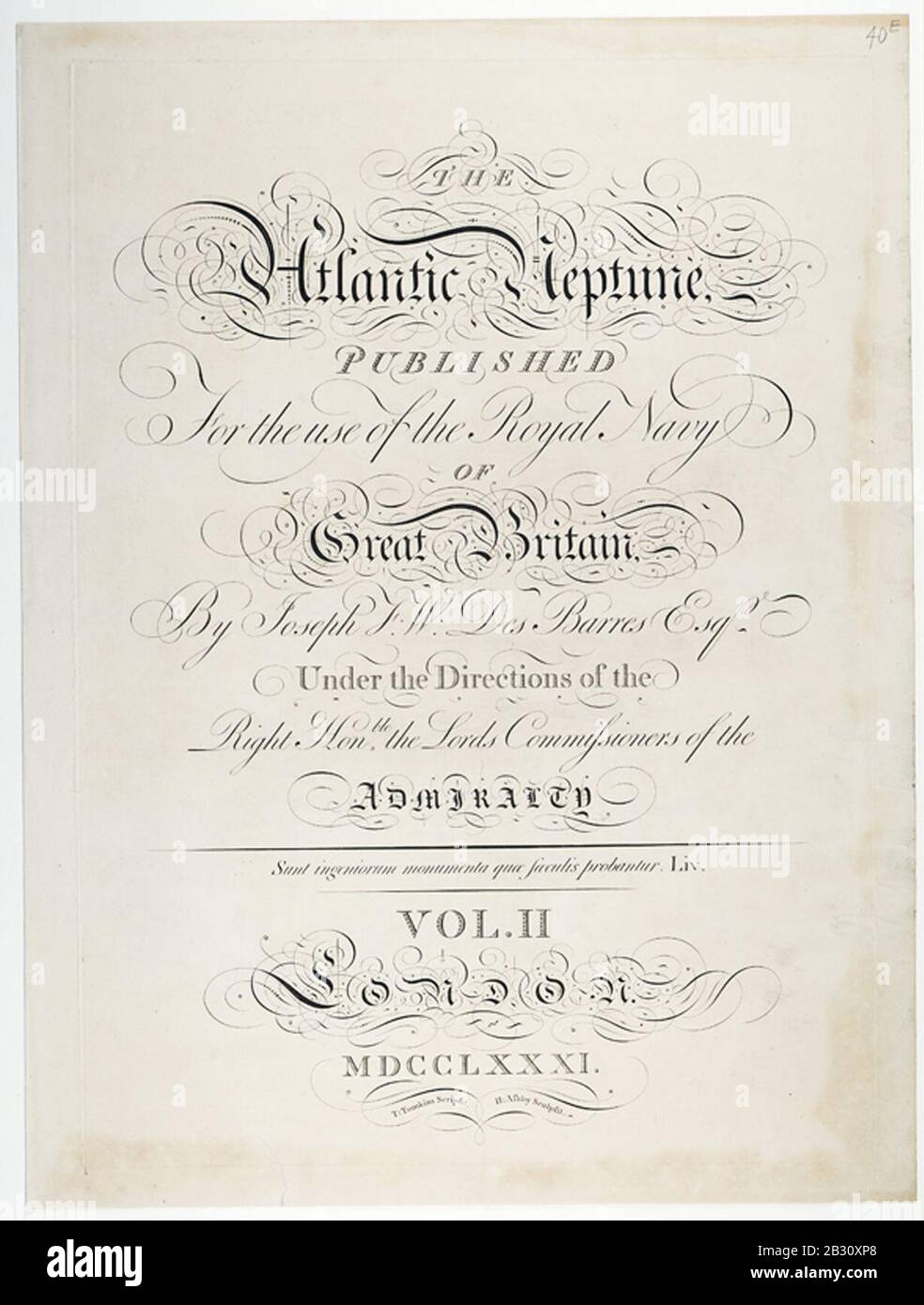 General title page to volume II of the Atlantic Neptune Stock Photo - Alamy