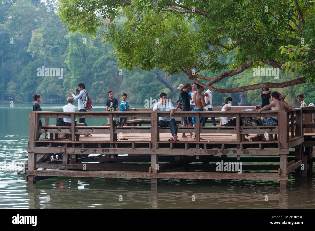 Viewing platform at Yeak Laom Lake, formed by an extinct volcanic ...