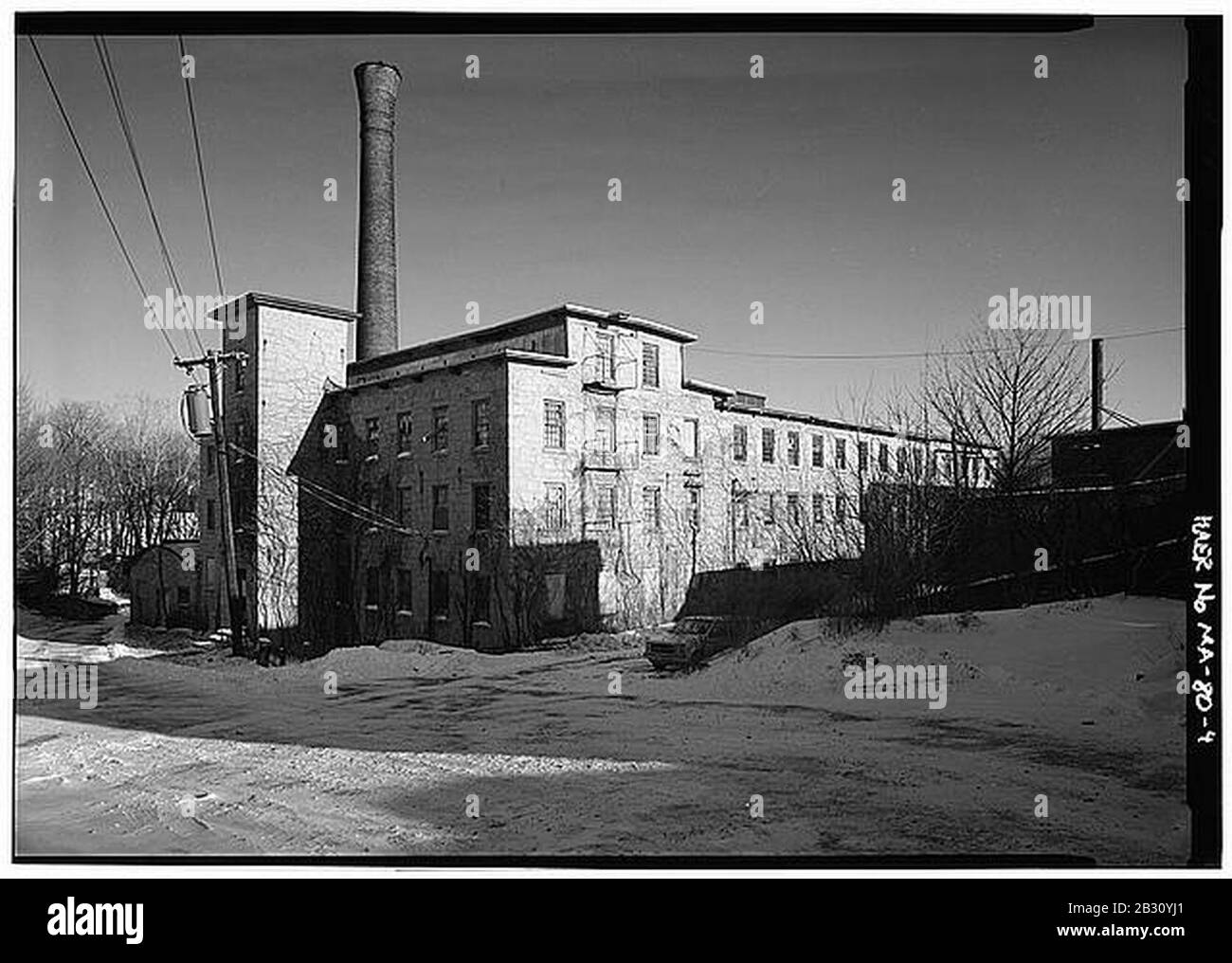 View of cotton mill building Black and White Stock Photos & Images - Alamy