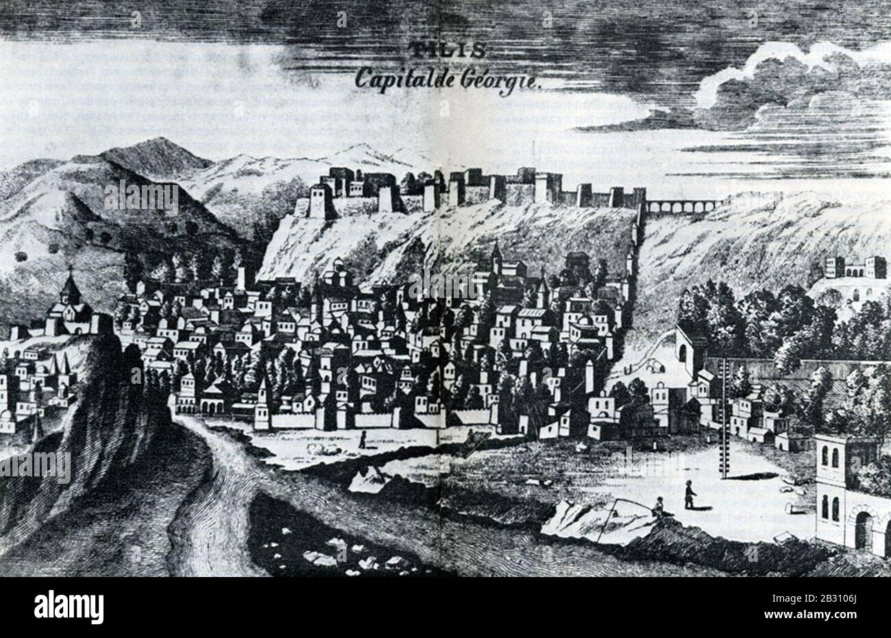 General view of Tiflis. Engraved by Tournefort in 1701 Stock Photo - Alamy