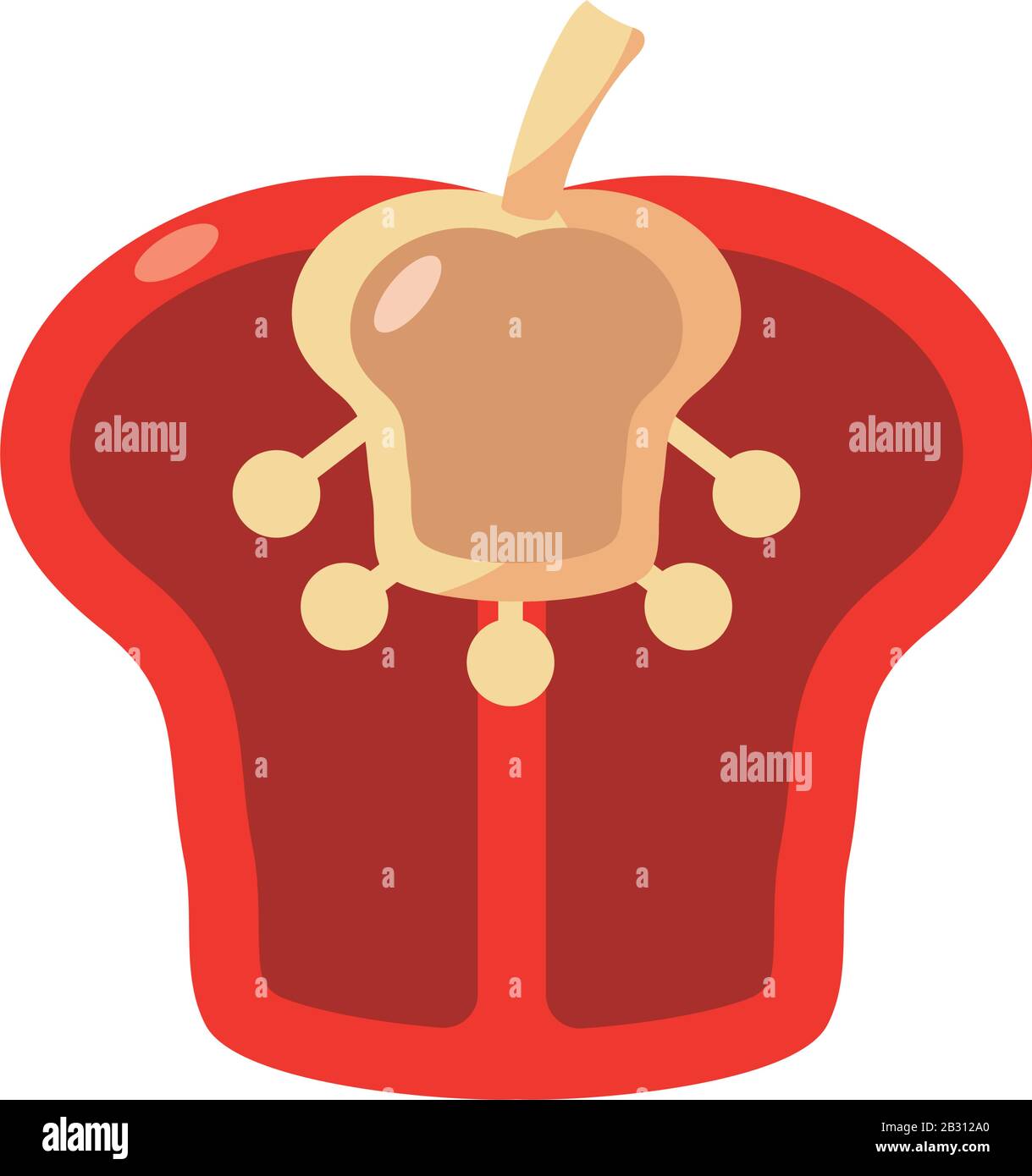 red bell pepper icon over white background, flat detail style, vector ...