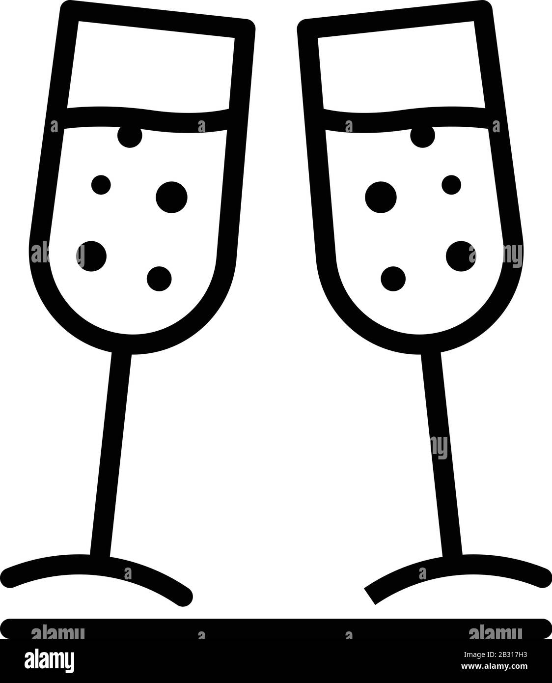 Wedding champagne glasses icon, outline style Stock Vector Image & Art ...