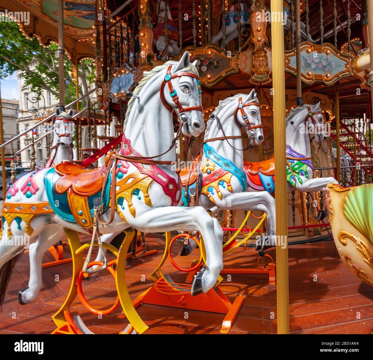 Old fashioned fun fair carousel hi-res stock photography and images - Alamy