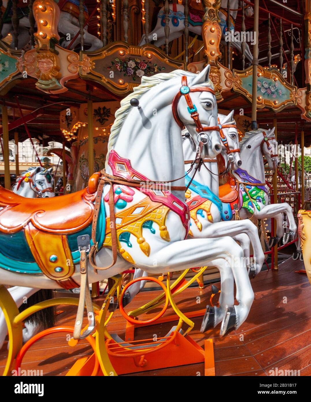 Old fashioned fun fair carousel hi-res stock photography and images - Alamy