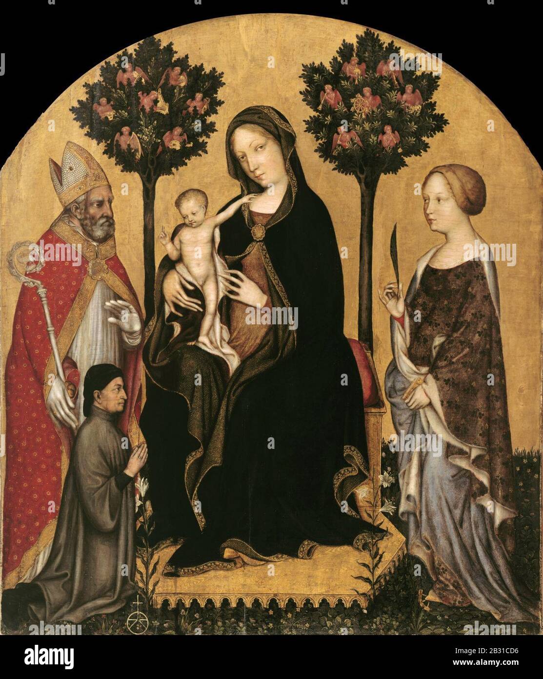 Mary enthroned with the child saints and a donor hi-res stock photography and images - Alamy