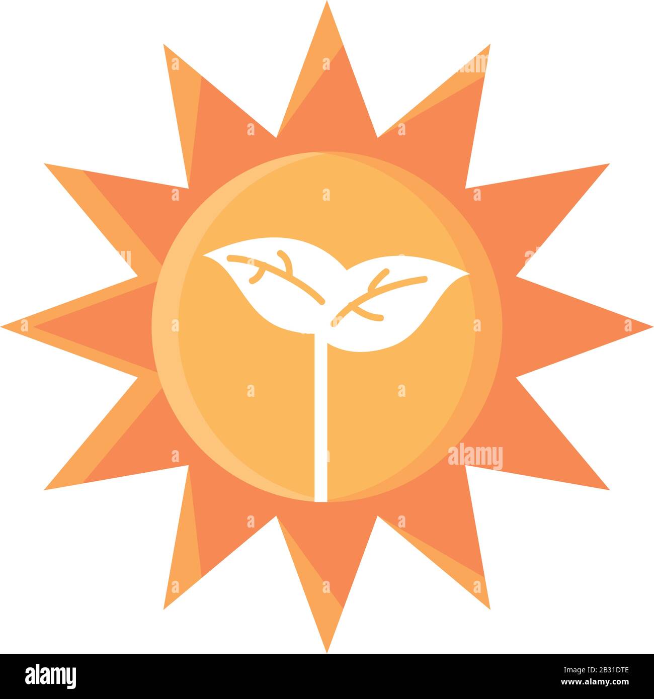 sun with plant icon over white background, flat detail style, vector ...