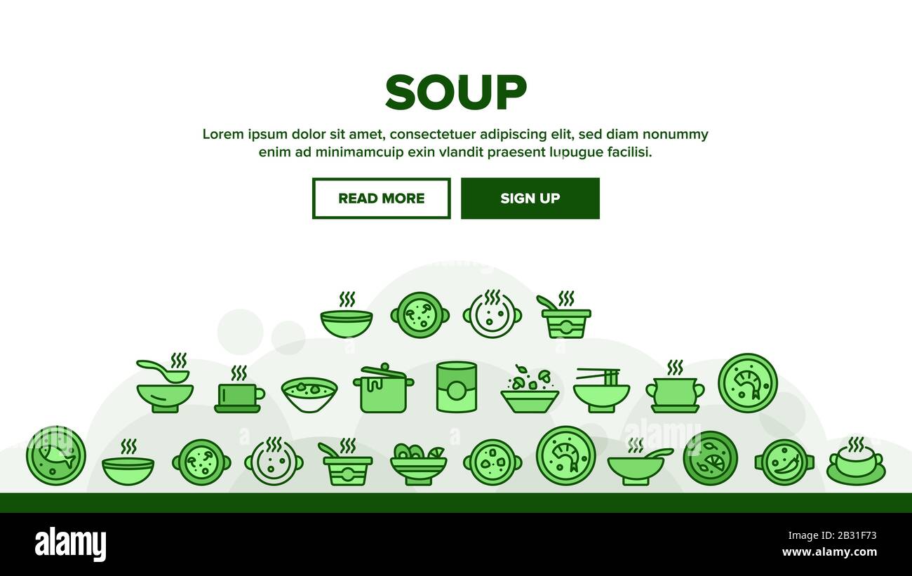 Soup Different Recipe Collection Icons Set Vector Stock Vector Image ...
