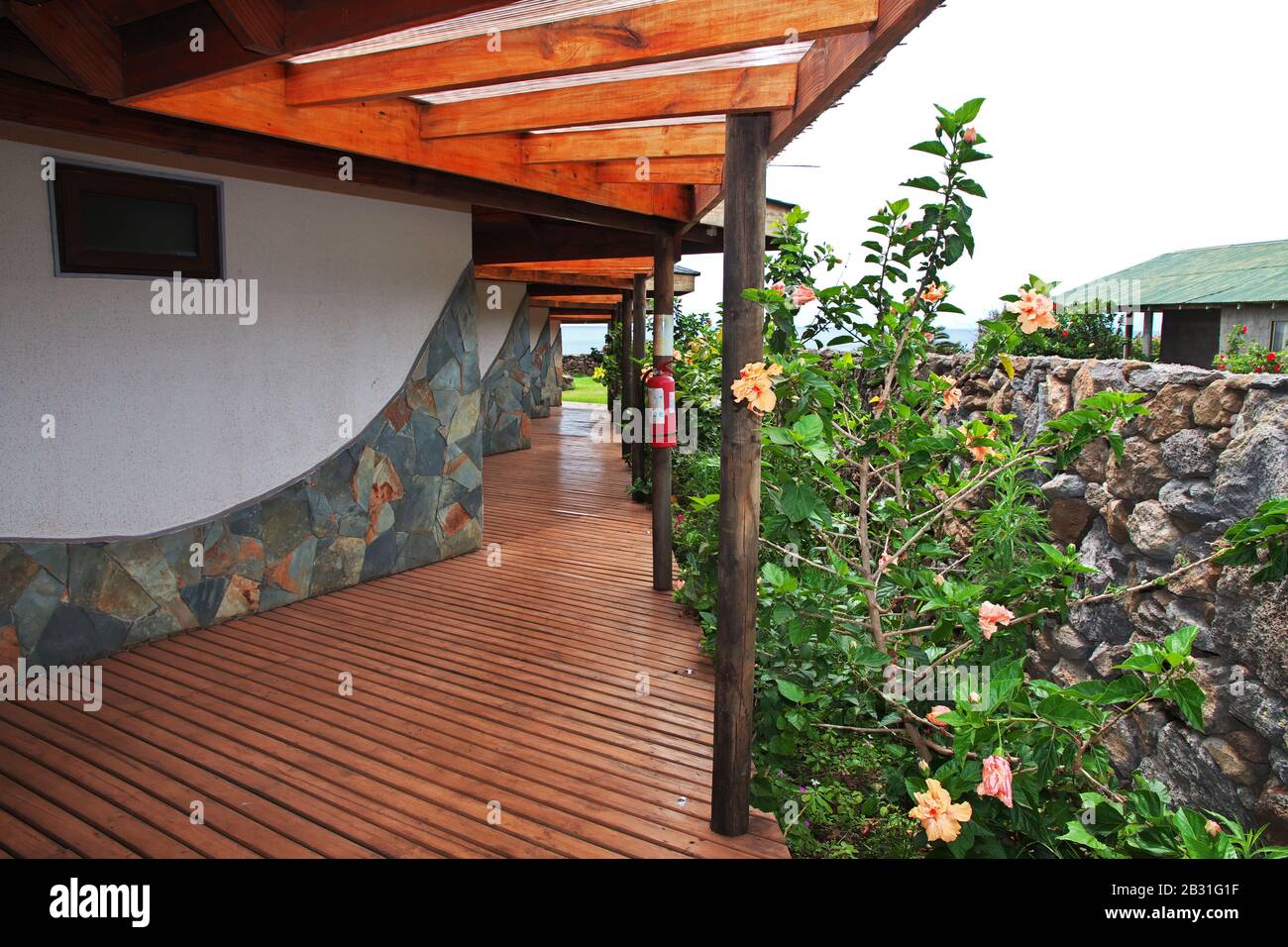 Hanga Roa, Easter Island / Chile - 29 Dec 2019: Rapa Nui. The hotel in ...