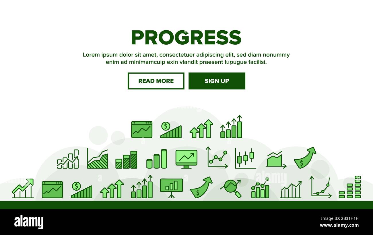 Progress Grow Graphs Collection Icons Set Vector Stock Vector Image ...