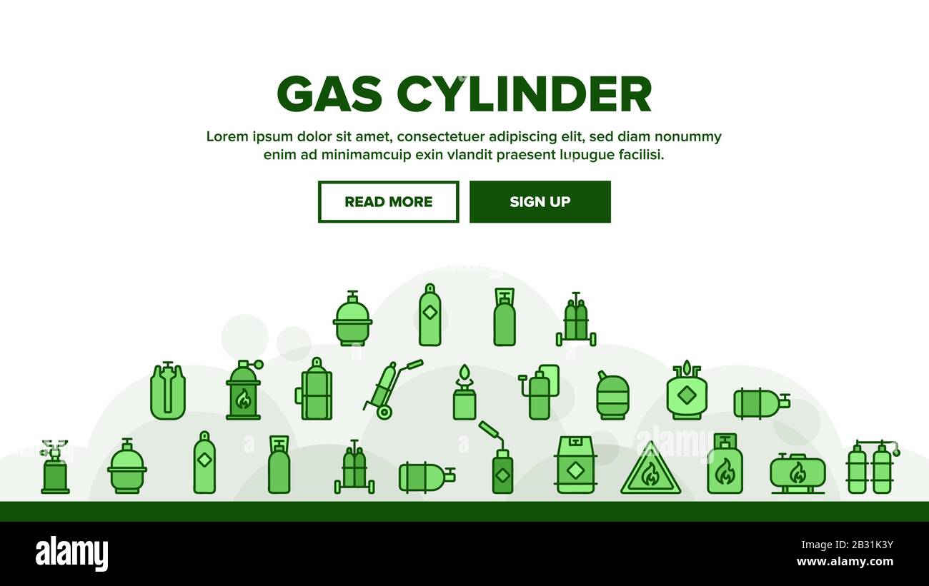 Gas Cylinder Equipment Collection Icons Set Vector Stock Vector Image ...