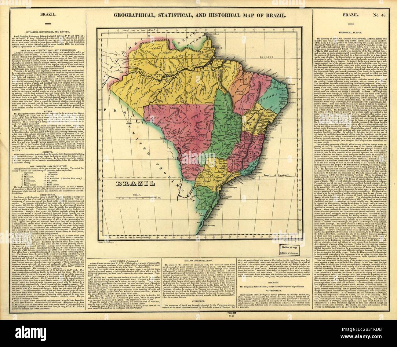 Geographical, statistical, and historical map of Brazil Stock Photo - Alamy