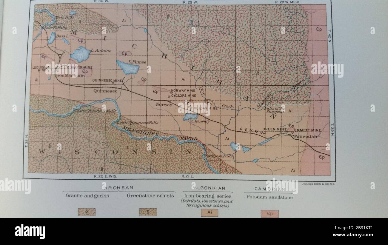 Geologic Map of the Menominee Range Stock Photo - Alamy