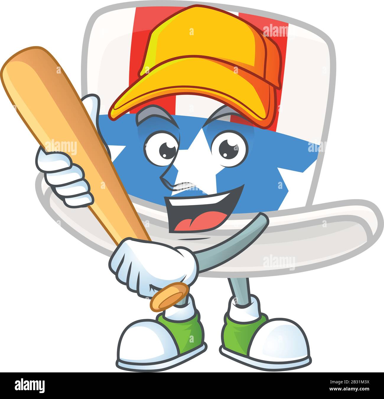 An active healthy uncle sam hat mascot design style playing baseball ...