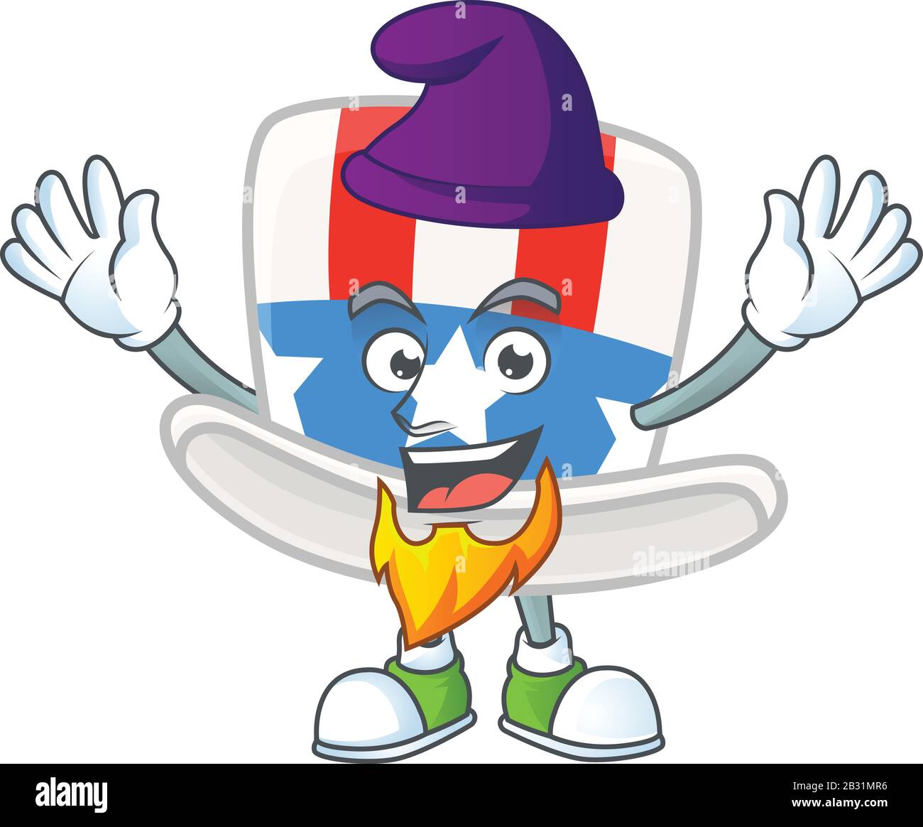 Cute uncle sam hat mascot icon performed as an Elf on the stage Stock ...