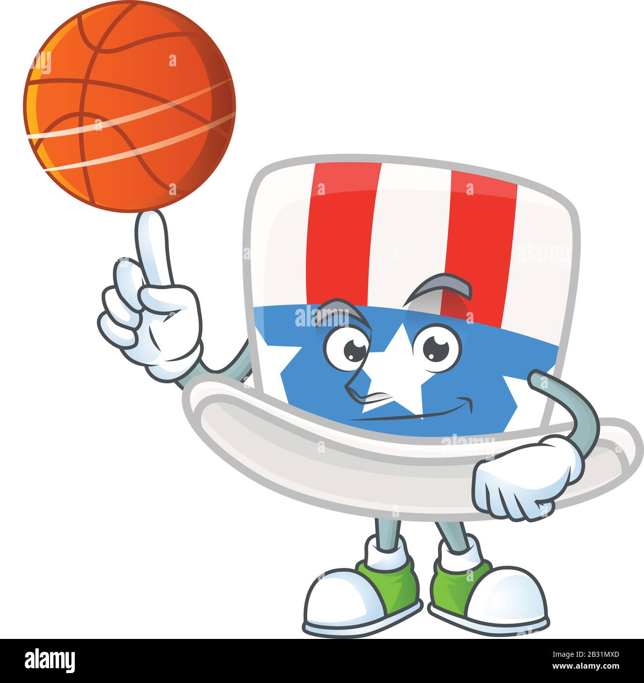a strong uncle sam hat cartoon character with a basketball Stock Vector ...