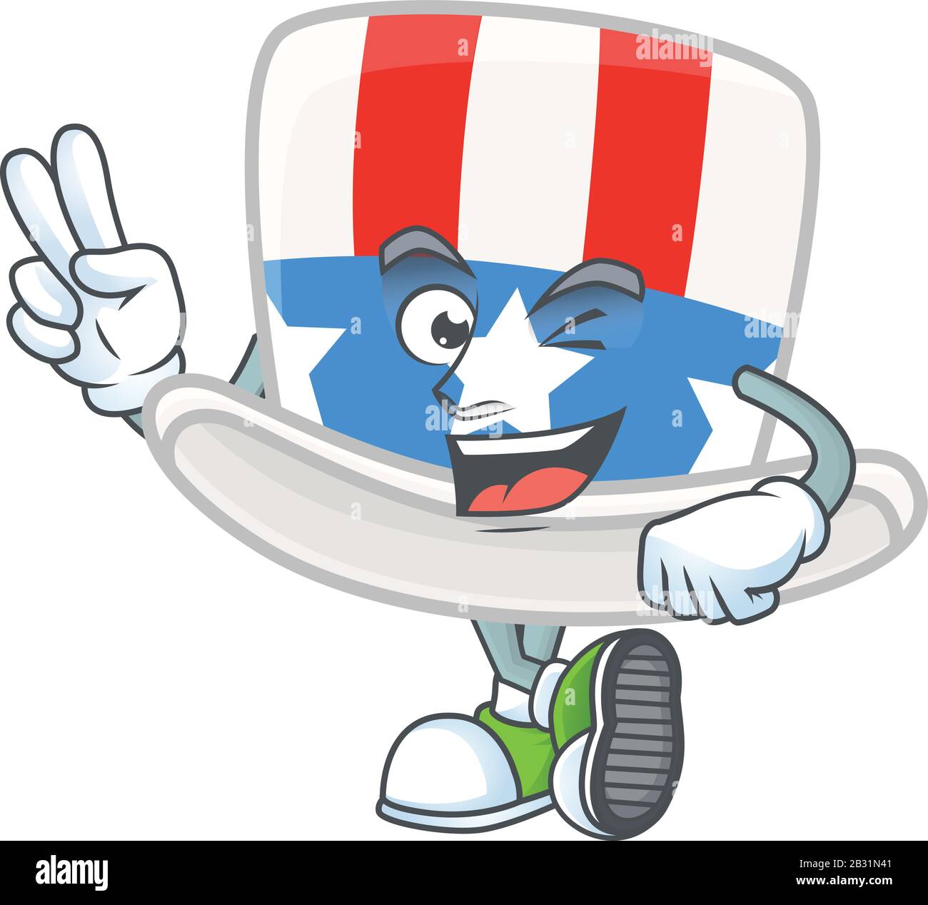 Cute cartoon mascot picture of uncle sam hat with two fingers Stock ...