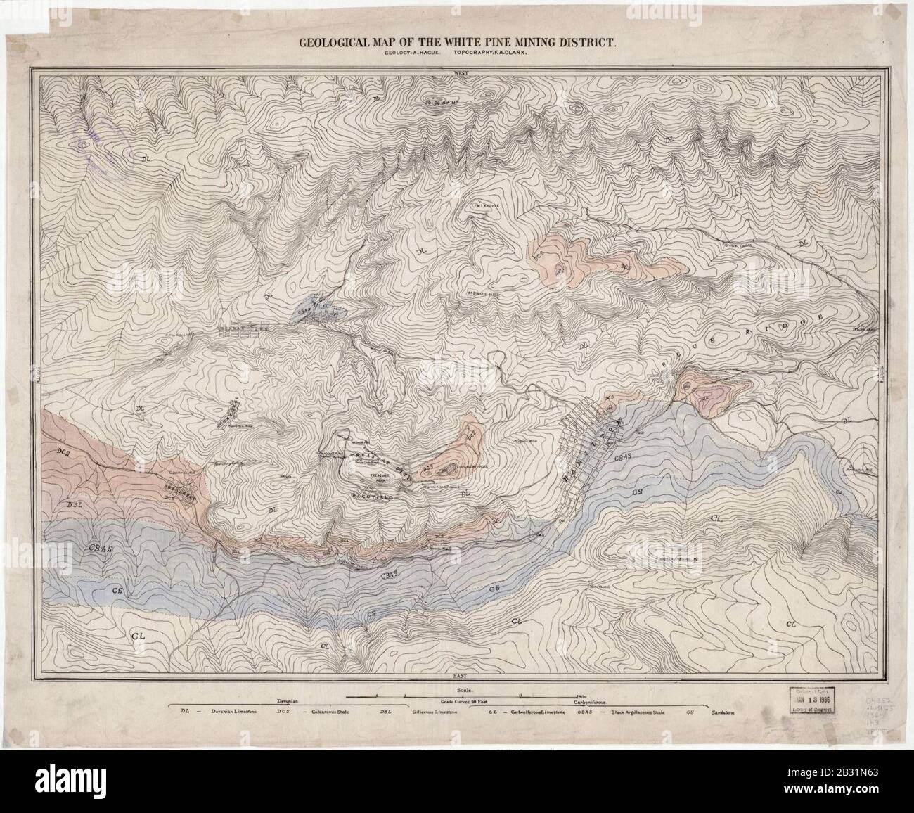 Geological map of the White Pine Mining District Stock Photo - Alamy