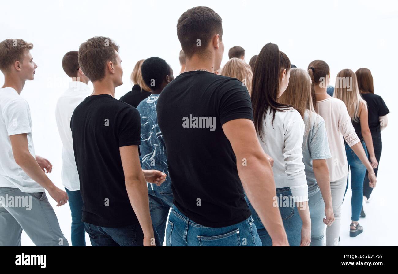close up. different young people standing together Stock Photo - Alamy