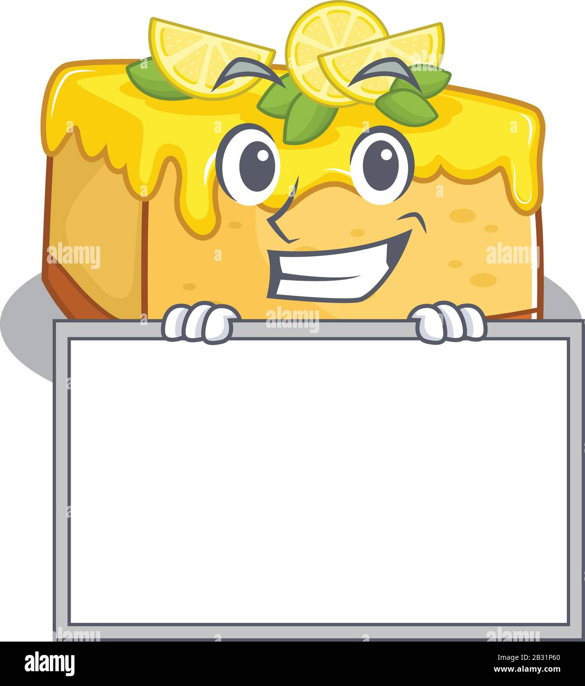Lemon cheesecake cartoon design concept grinning with board Stock ...