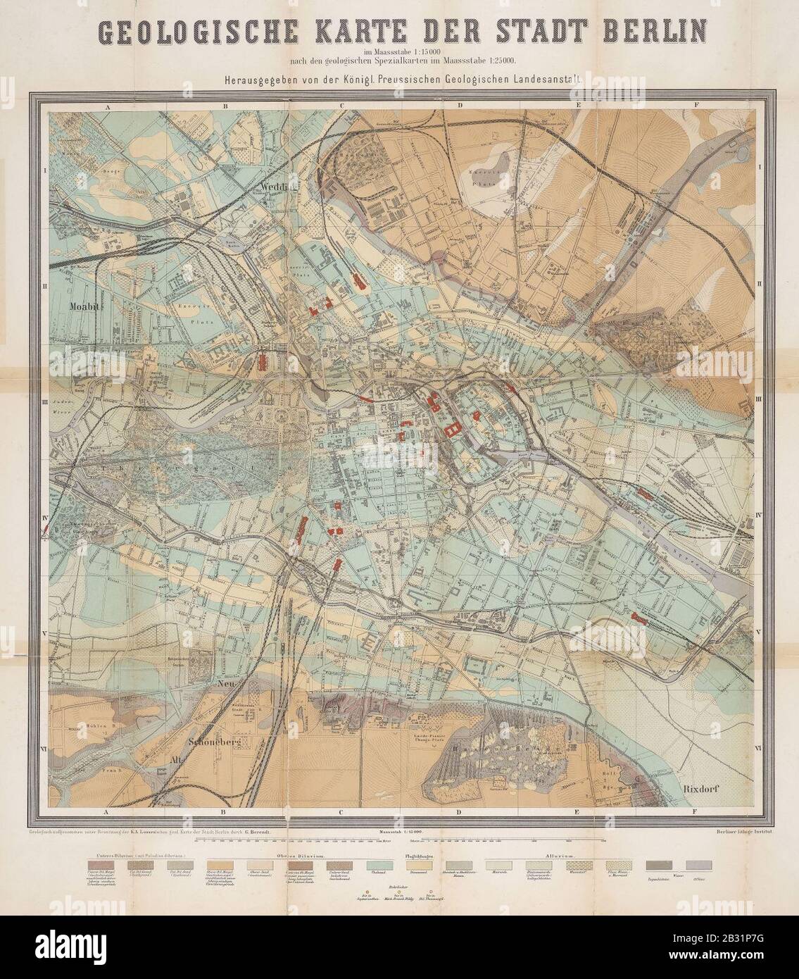 Geologische Karte der Stadt Berlin, 1885 Stock Photo - Alamy