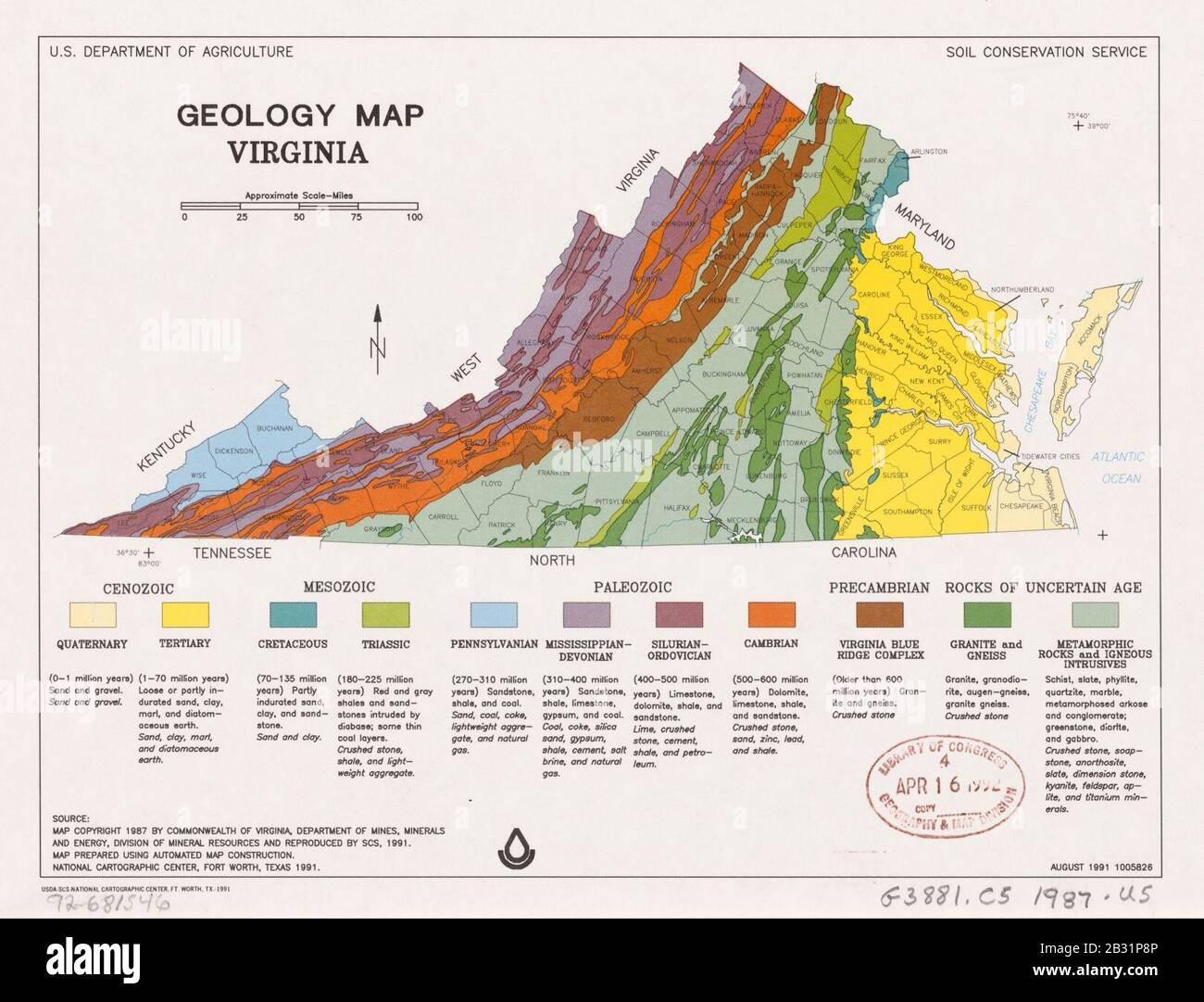 Geology map, Virginia Stock Photo - Alamy