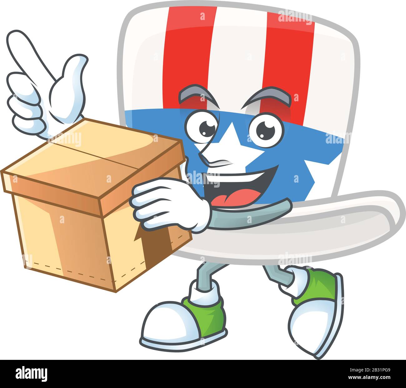 A charming uncle sam hat mascot design style having a box Stock Vector ...