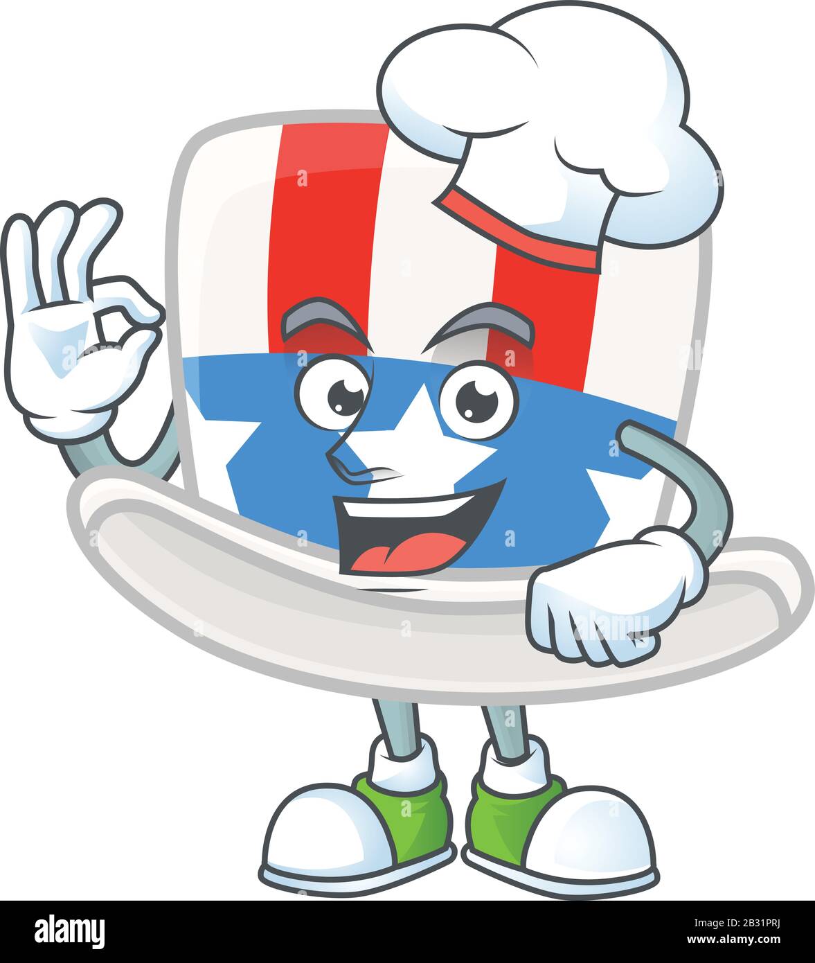 Uncle sam hat cartoon character in a chef dress and white hat Stock ...
