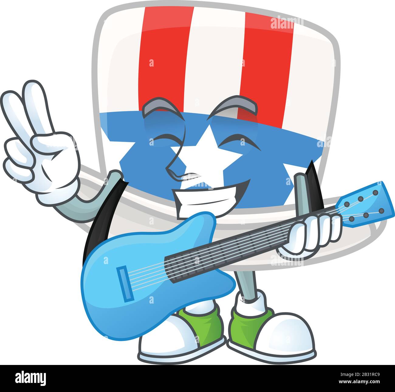 A cartoon character of uncle sam hat playing a guitar Stock Vector ...