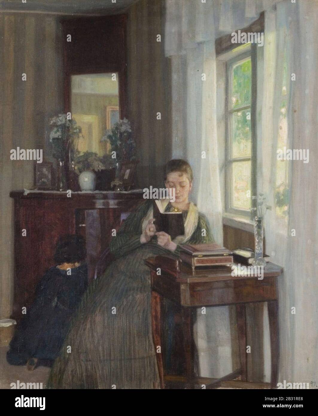 Georg Achen, Læsende dame, 1897 Stock Photo - Alamy