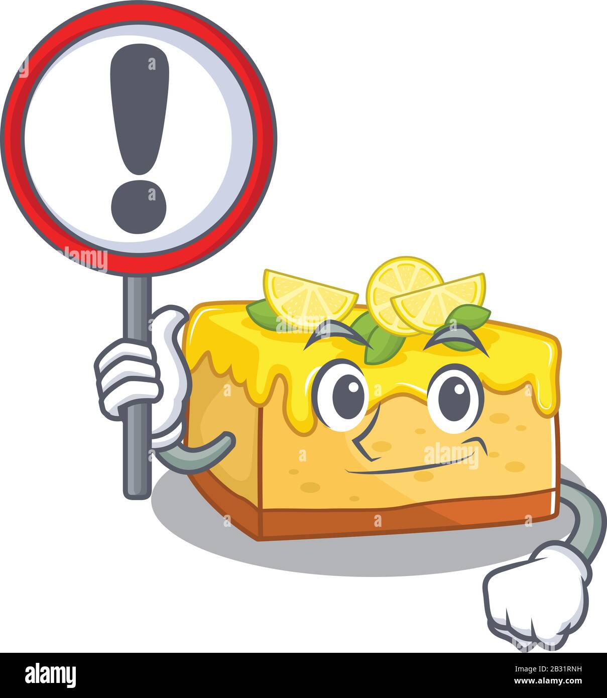 cute mascot character style of lemon cheesecake raised up a sign Stock ...
