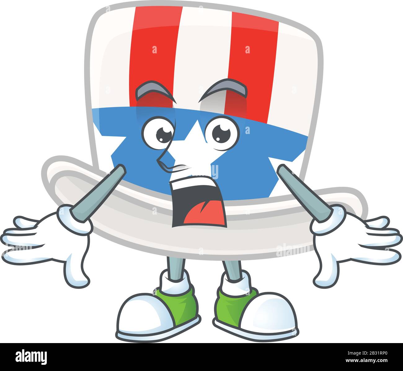 cartoon character design of uncle sam hat with a surprised gesture ...
