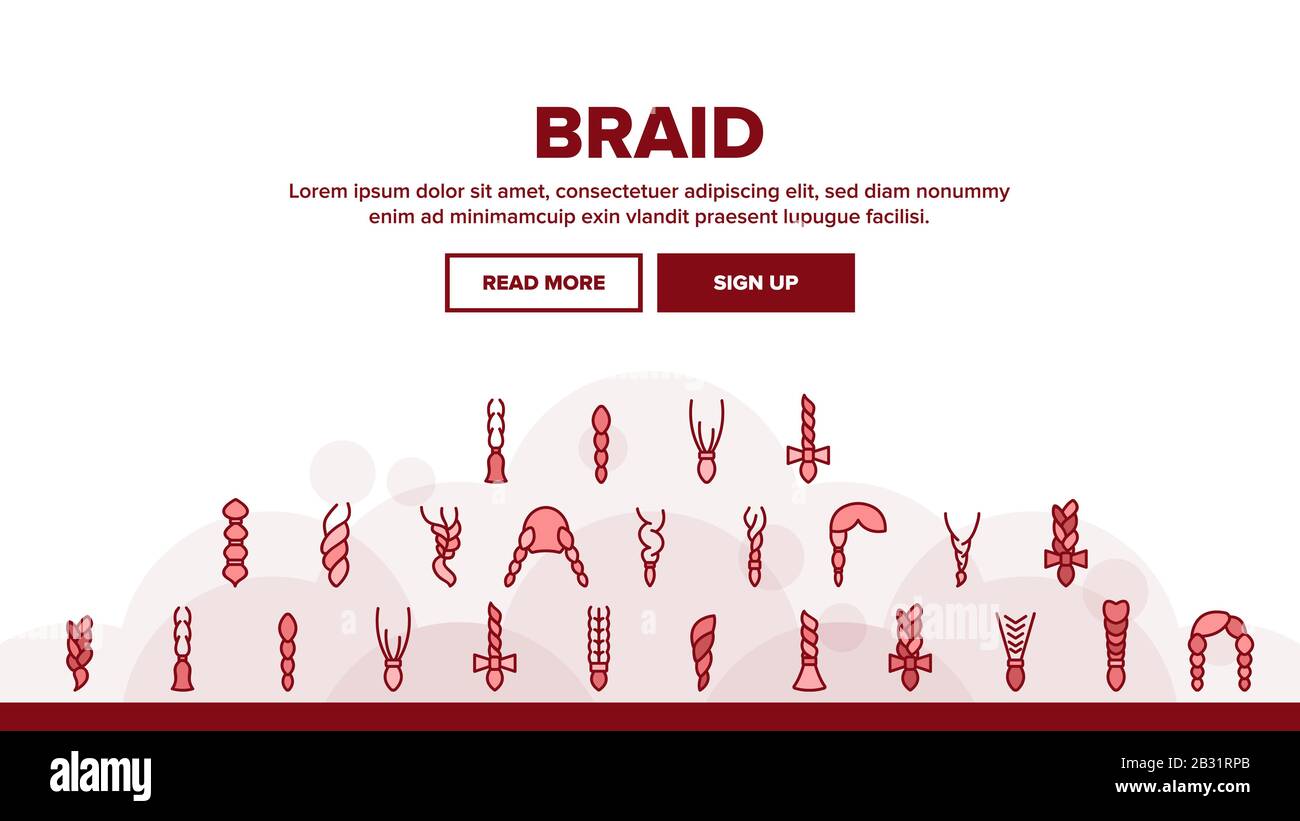 Braid Bread Hairstyles Landing Header Vector Stock Vector Image & Art ...