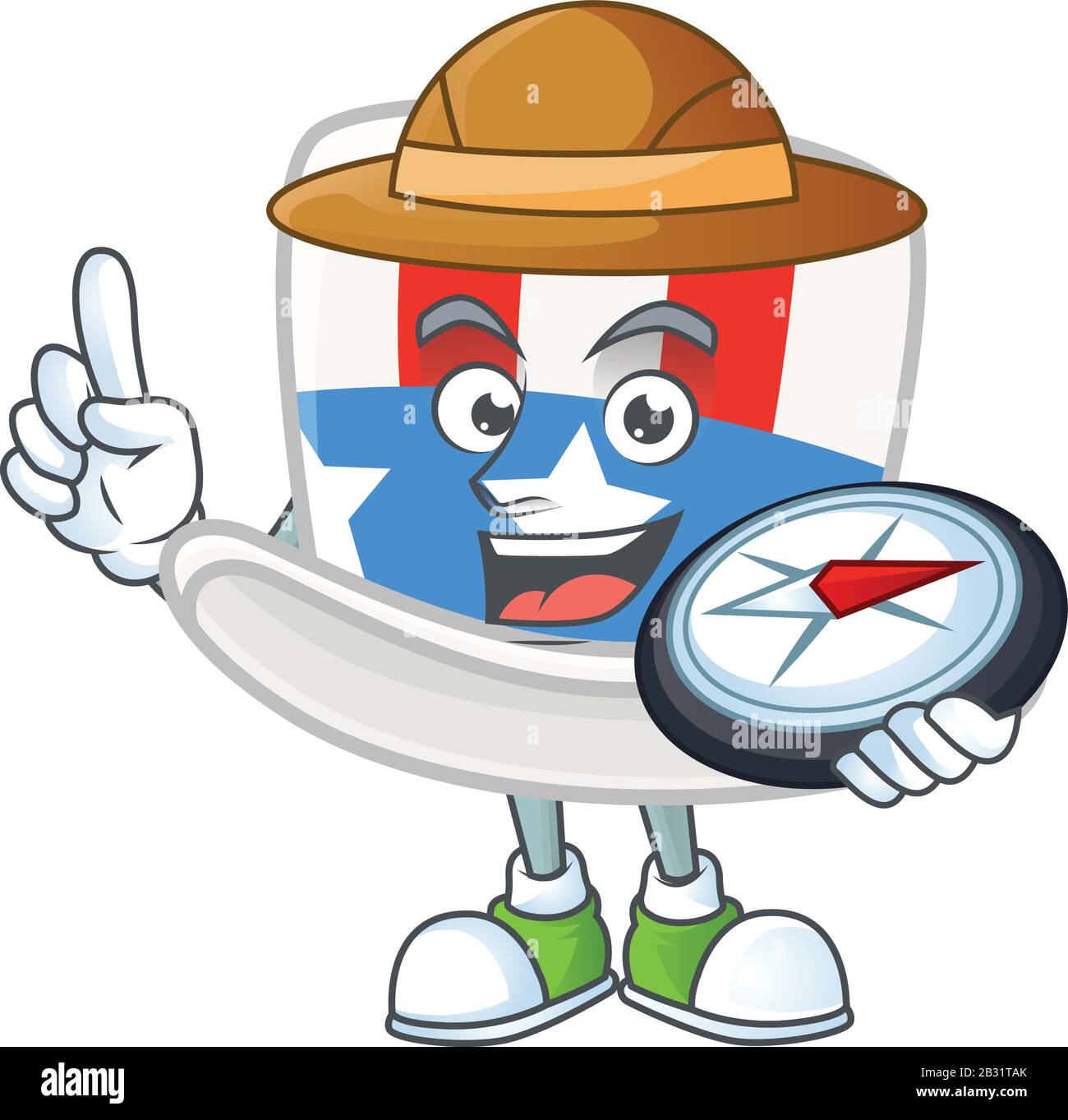 A uncle sam hat explorer cartoon design having a compass Stock Vector ...