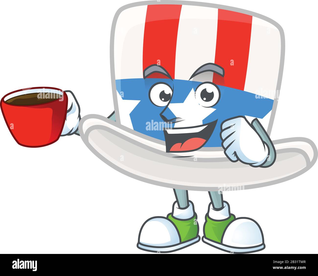 Cool uncle sam hat cartoon character with a cup of coffee Stock Vector ...