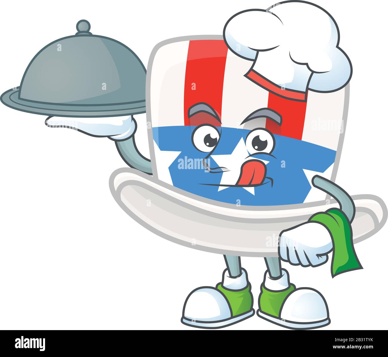 An icon of uncle sam hat as a Chef with food on tray ready to serve ...
