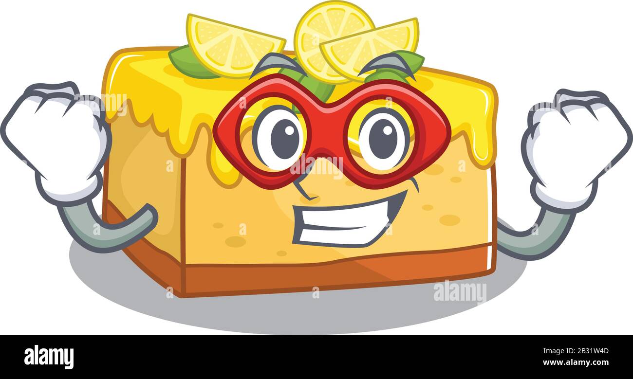 A cartoon concept of lemon cheesecake performed as a Super hero Stock ...