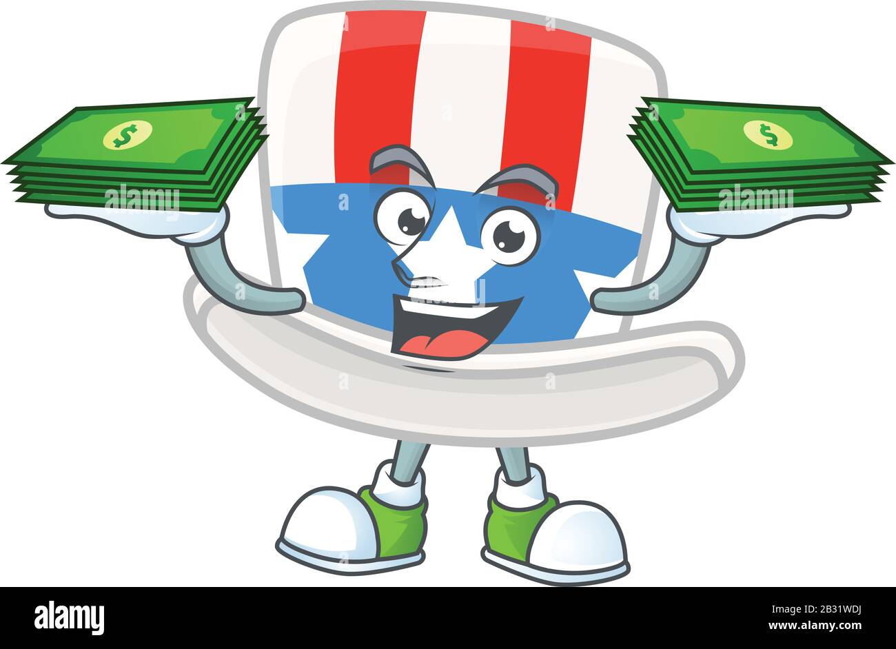 rich and famous uncle sam hat cartoon character with money on hands ...